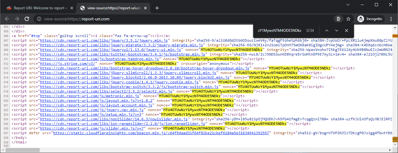 Report URI is now using CSP nonces in an enforced policy