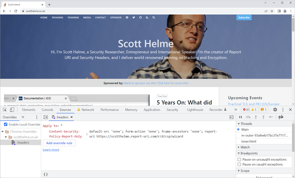Overriding HTTP Response Headers in Chrome Dev Tools Overriding HTTP Response Headers in Chrome Dev Tools